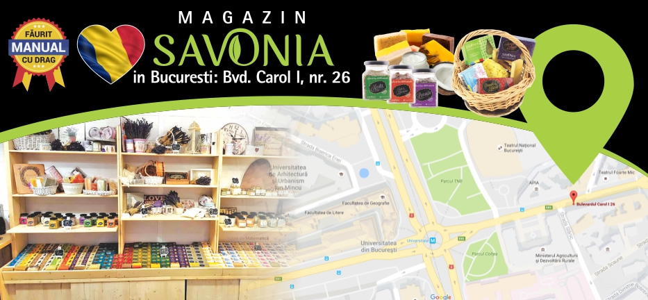 Sapun Natural, Ulei Esential, Unt de Cocos, Sare de Baie - Savonia